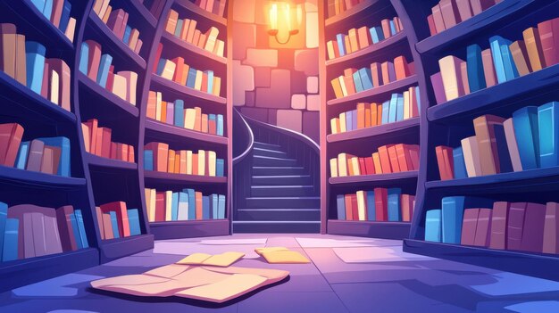 Step into an ancient library filled with dusty tomes illuminated by ... Step into an ancient library filled with dusty tomes illuminated by ...