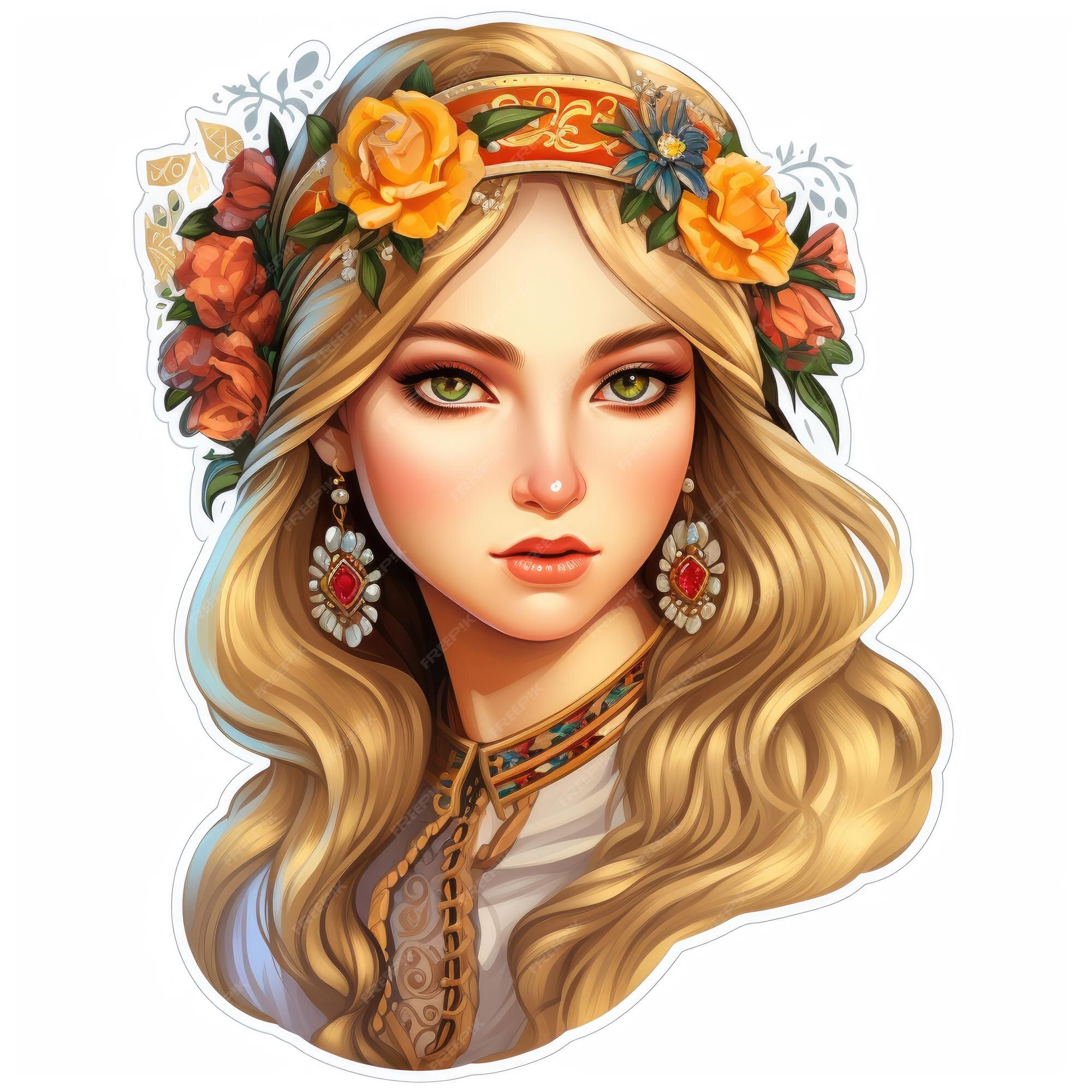 Premium Ai Image Sticker Of A Beautiful Ukrainian Barbie On A White Background