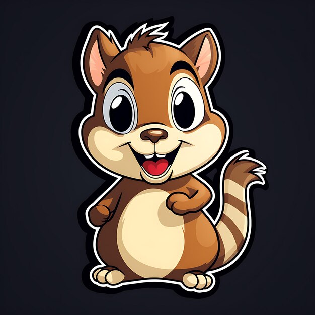 Premium Ai Image Sticker Cute Cheeky Chipmunk Illustration