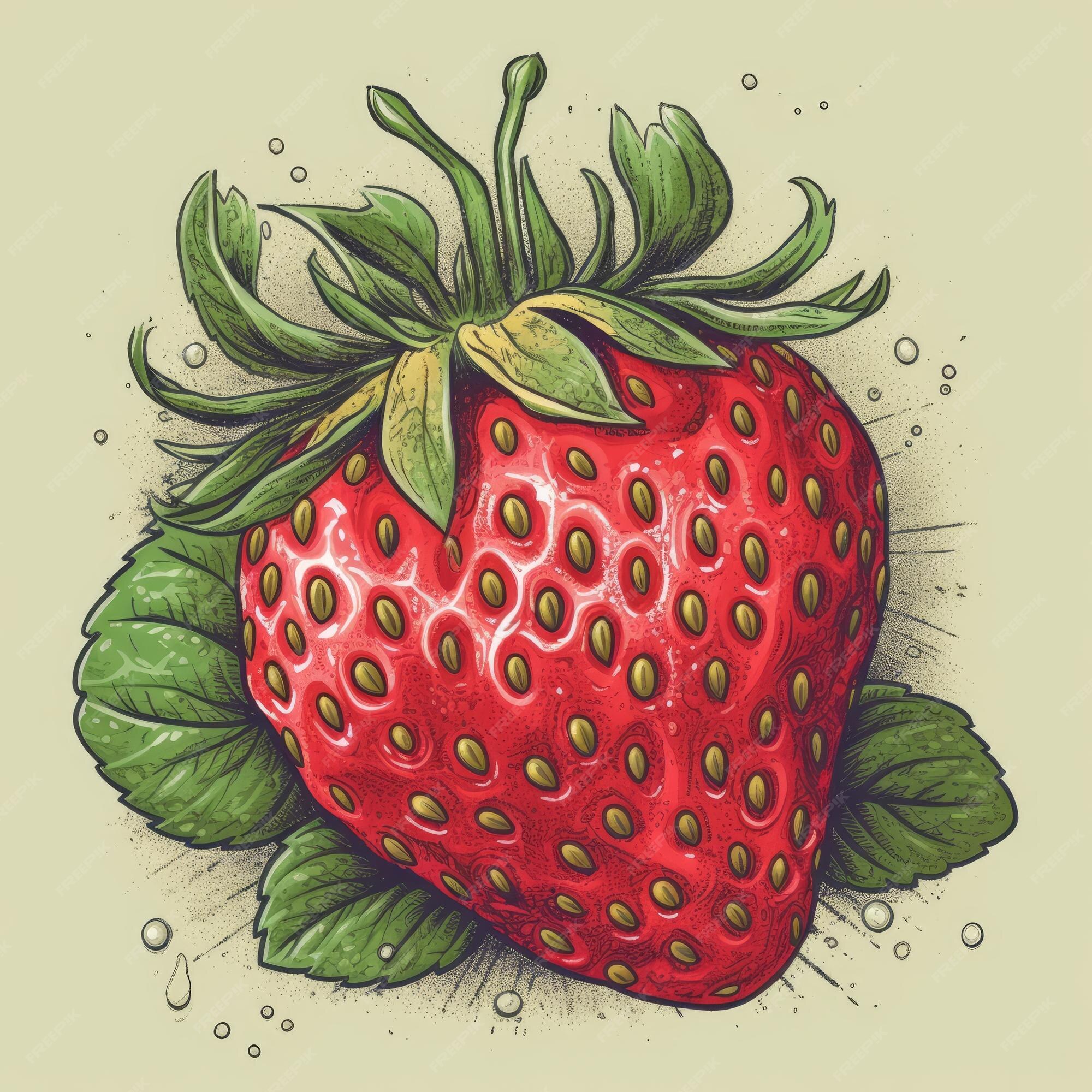 Premium Photo Strawberry Vector Illustration For T Shirt Drawn In
