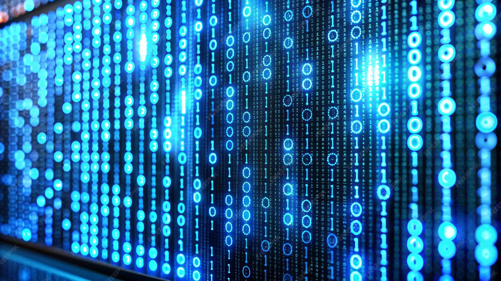 A stream of binary matrix code on the screen numbers of the computer matrix The concept of ...