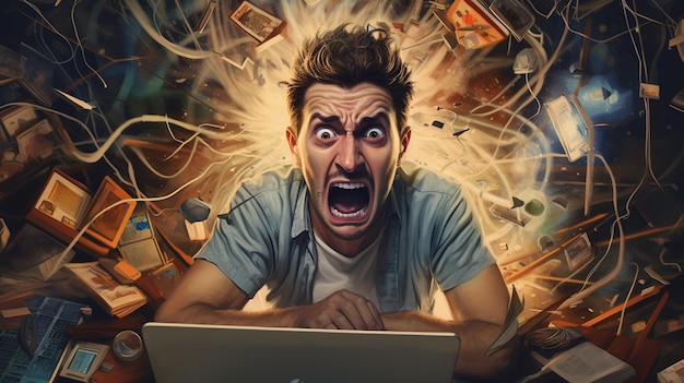 Premium AI Image | stressed and tired businessman mixed media Premium AI Image | stressed and tired businessman mixed media