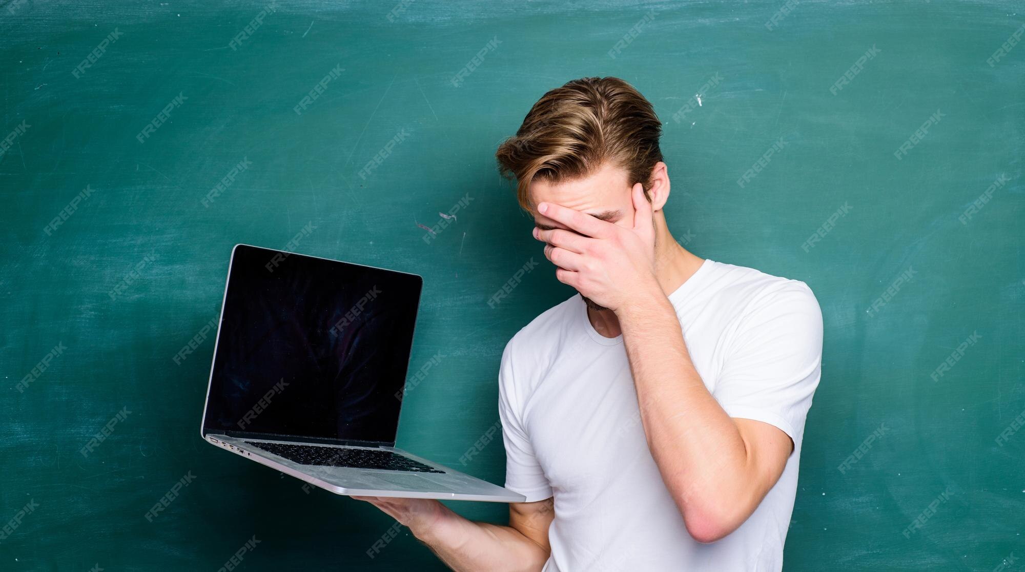 Premium Photo | Student learn programming language handsome man use ...