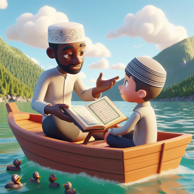 Premium Photo | Student learn to read the Quran on a boat Premium Photo | Student learn to read the Quran on a boat