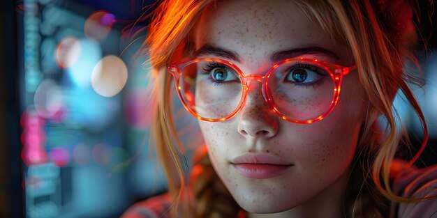 Students focused on coding workshop eyes on glowing screens working ...