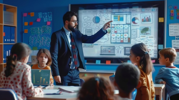 Premium Photo | Students listen to a computer class with a computer ...