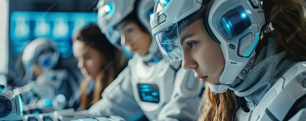 Students in a robotics workshop programming AI robots to perform tasks ...