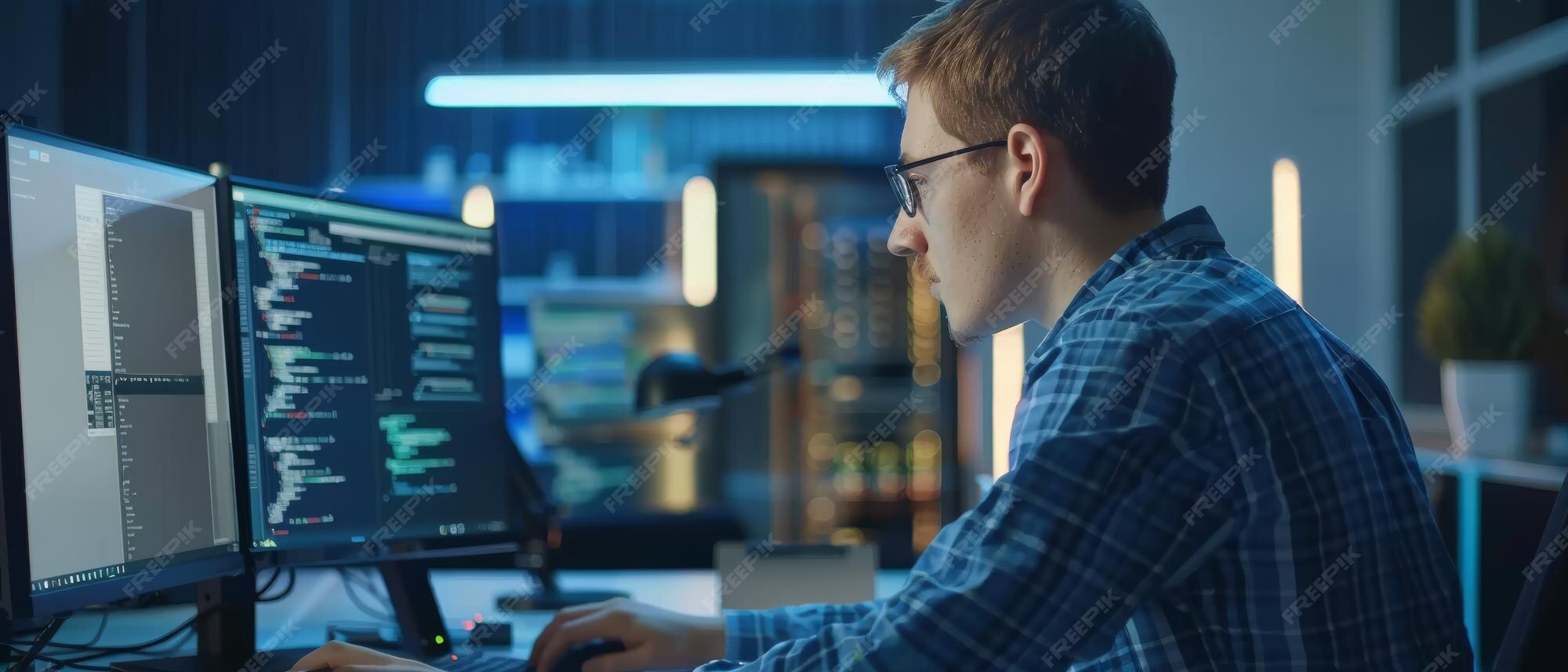 Premium Photo | The studio is diverse with an IT programmer working on ...