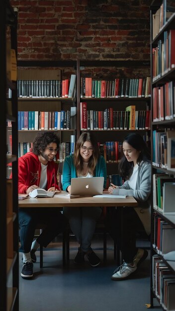 Studying in the library with friends surrounded by books and knowledge ... Studying in the library with friends surrounded by books and knowledge ...