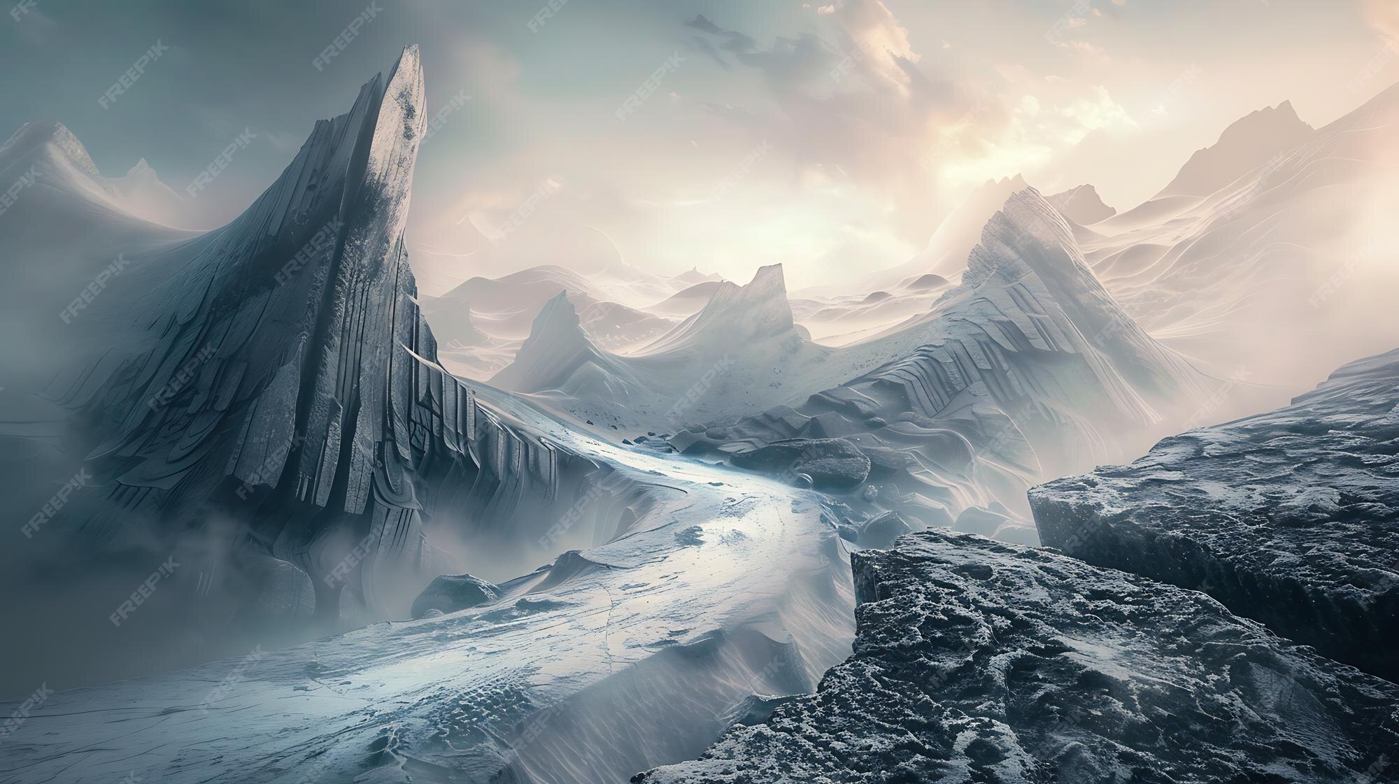 Premium Photo | A stunning landscape of a frozen wasteland Premium Photo | A stunning landscape of a frozen wasteland