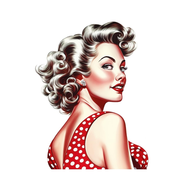 Premium Ai Image Style Retro Pin Up Girl Illustration