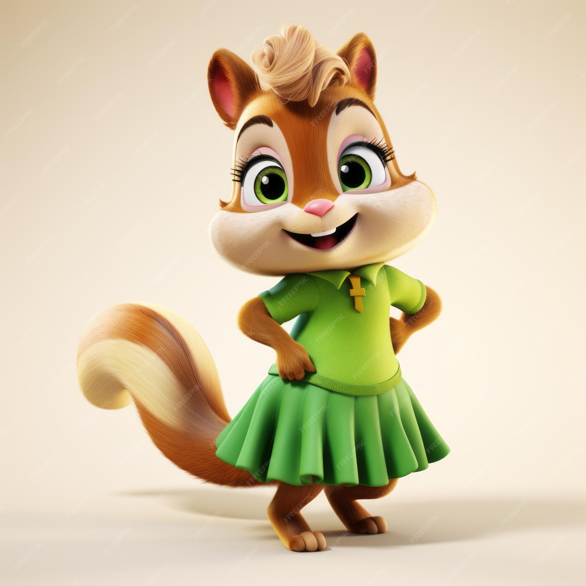 Stylish Cartoon Female Character In Alvin And The Chipmunks Style Premium Ai Generated Image