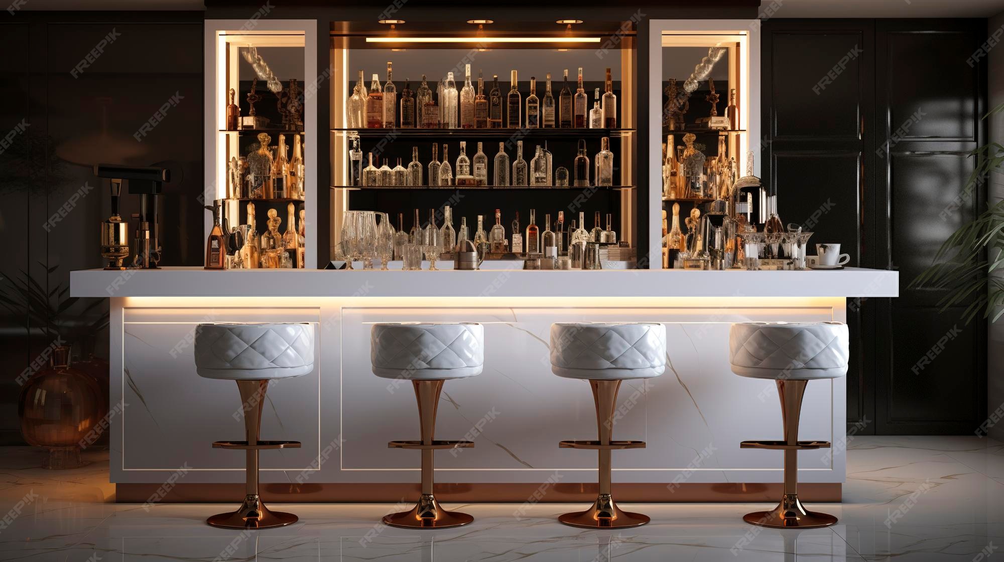 Stylish Home Bar with White Bar Counter | Premium AI-generated image Stylish Home Bar with White Bar Counter | Premium AI-generated image