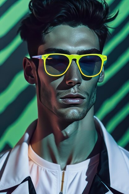 Premium Ai Image Stylish Man With Sunglasses And With White Details
