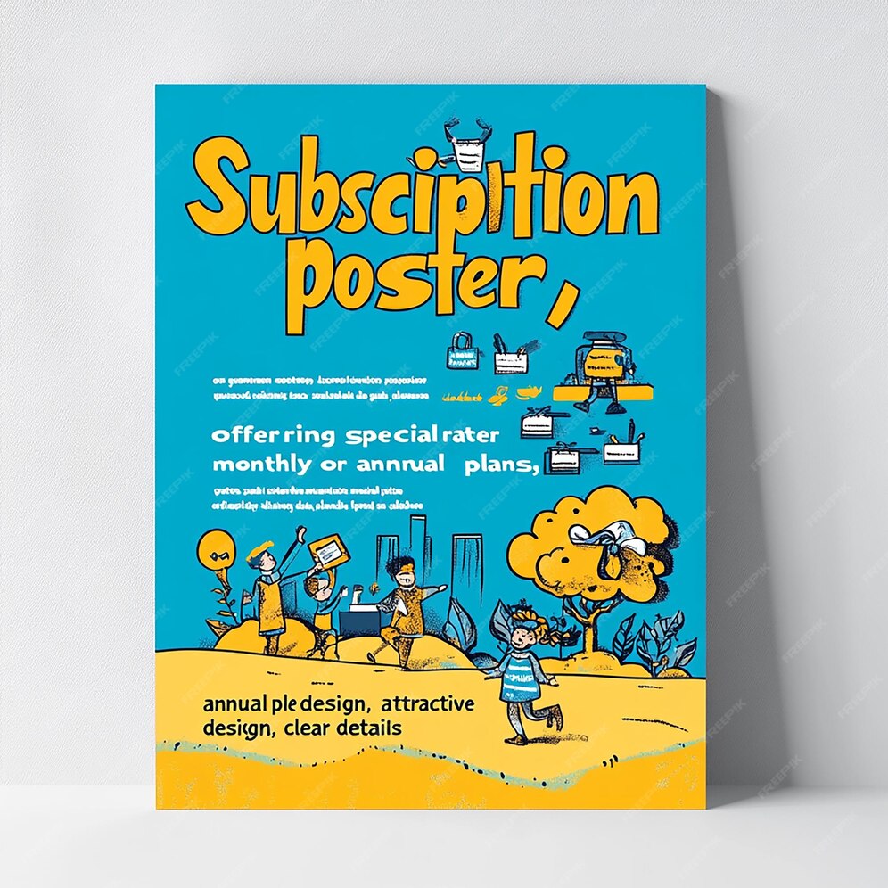 Subscription poster promotion offering monthly or annual plans ... Subscription poster promotion offering monthly or annual plans ...