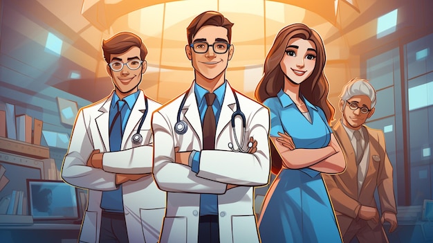 Premium AI Image | successful team of medical experts with confidence Premium AI Image | successful team of medical experts with confidence