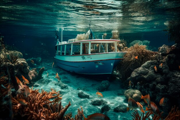 Premium AI Image | Sunken fishing boat Generative AI Premium AI Image | Sunken fishing boat Generative AI