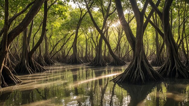 Sunlit Mangrove Roots Underwater Illumination | Premium AI-generated image Sunlit Mangrove Roots Underwater Illumination | Premium AI-generated image