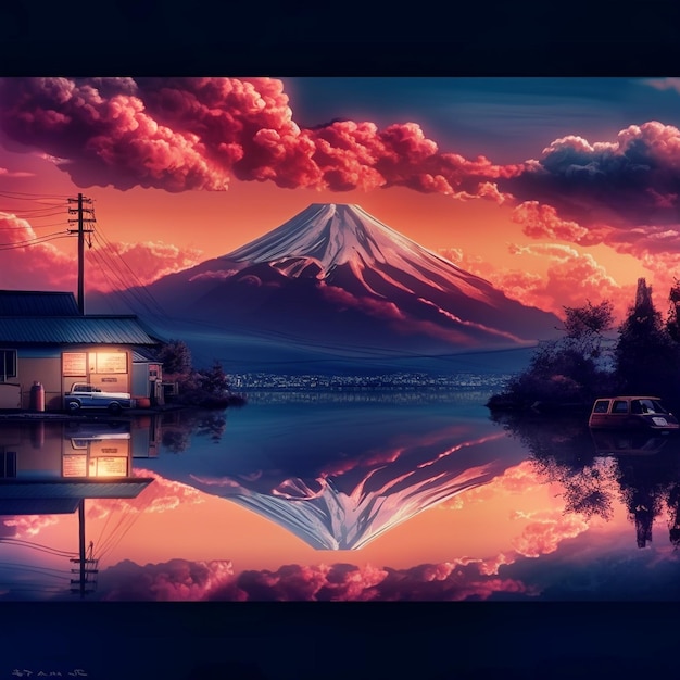 Premium Ai Image Sunrise Over Mt Fuji