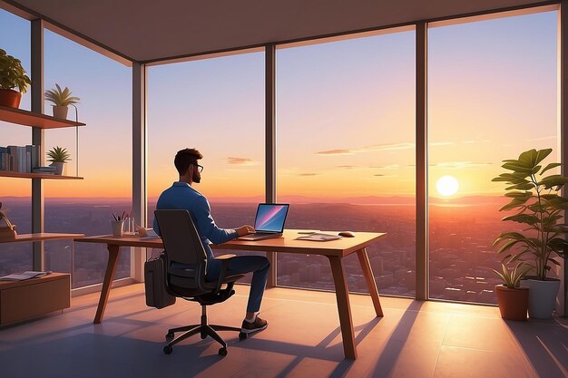 Premium Photo | Sunset Boost Harnessing Evening Productivity in Warm ... Premium Photo | Sunset Boost Harnessing Evening Productivity in Warm ...