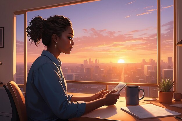 Premium Photo | Sunset Boost Harnessing Evening Productivity in Warm ... Premium Photo | Sunset Boost Harnessing Evening Productivity in Warm ...