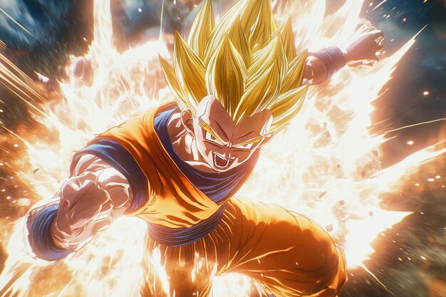Super Saiyan Son Goku Unleashing Power | Premium AI-generated image Super Saiyan Son Goku Unleashing Power | Premium AI-generated image