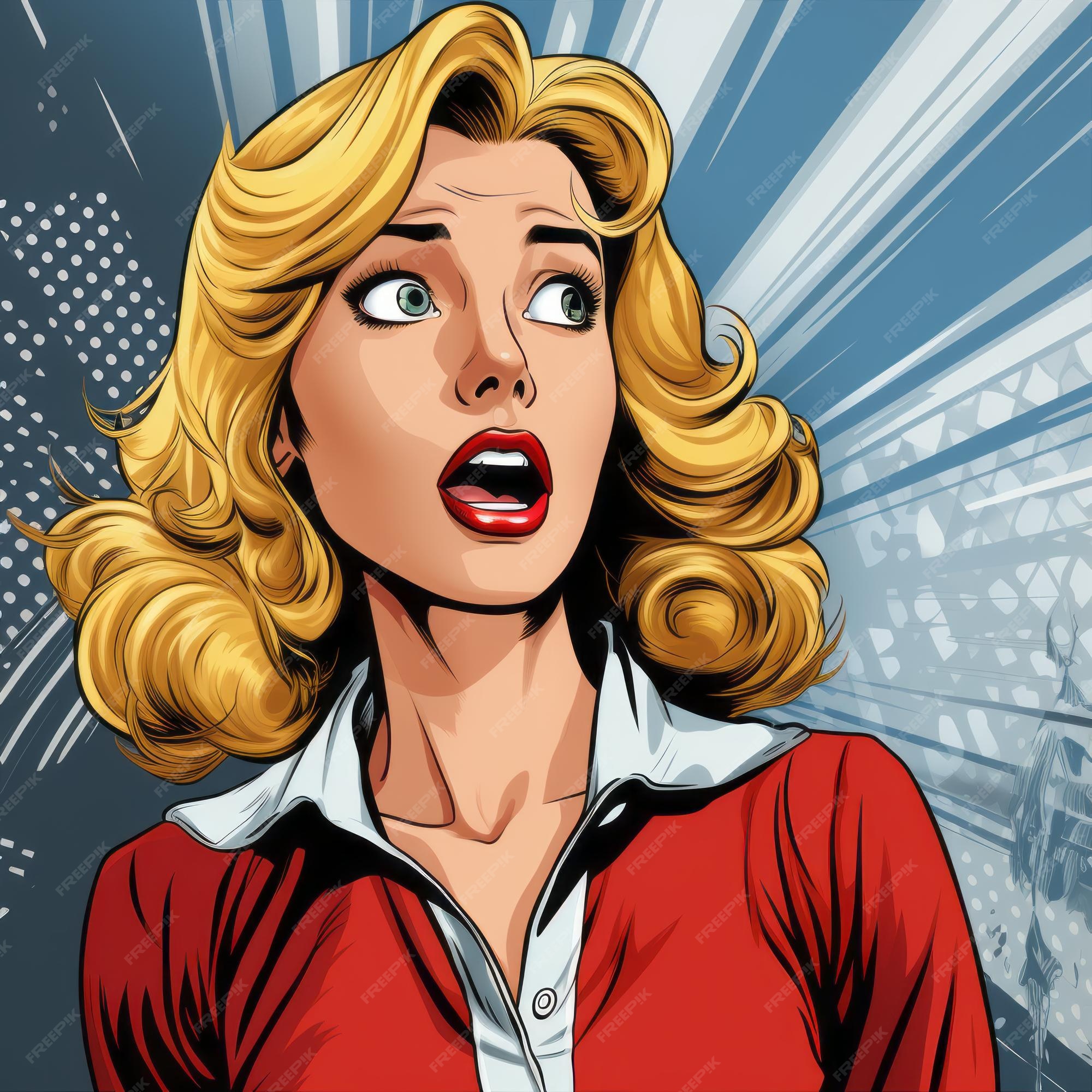 Premium Photo Surprised Blonde Woman In Pop Art Detailed Comic Book