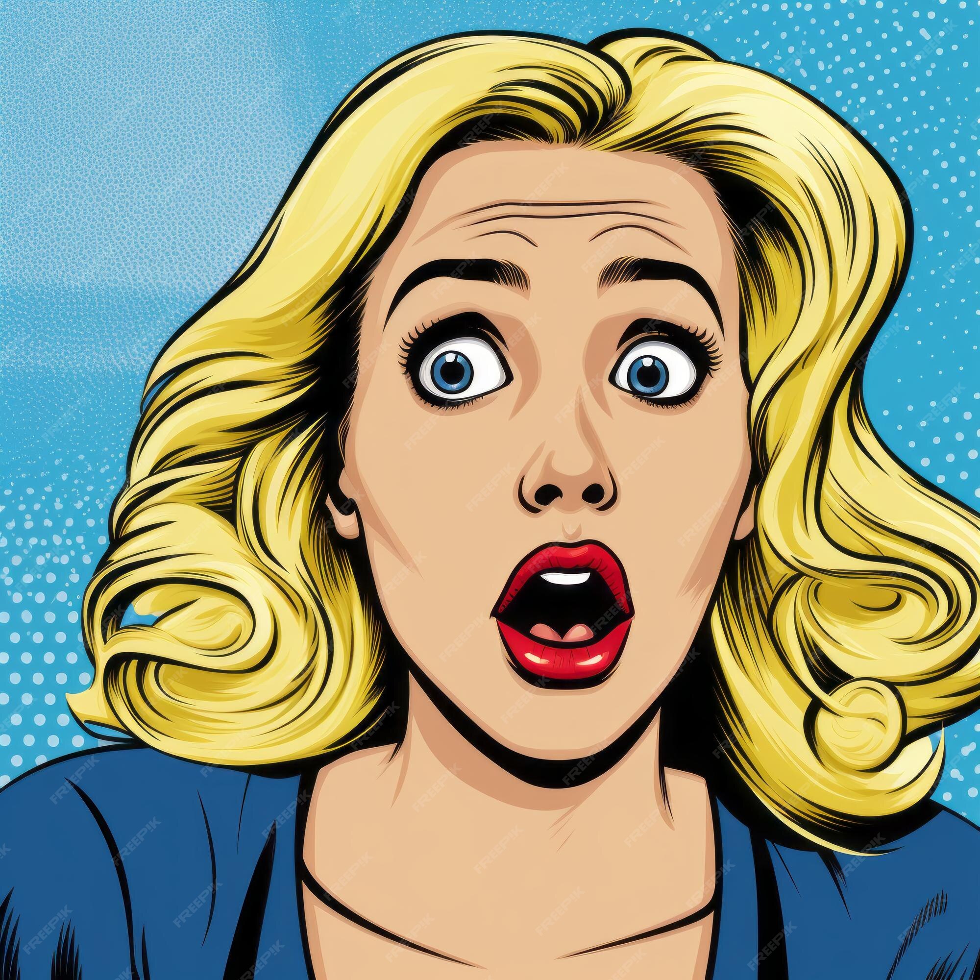 Premium Photo Surprised Blonde Woman In Pop Art Style Detailed
