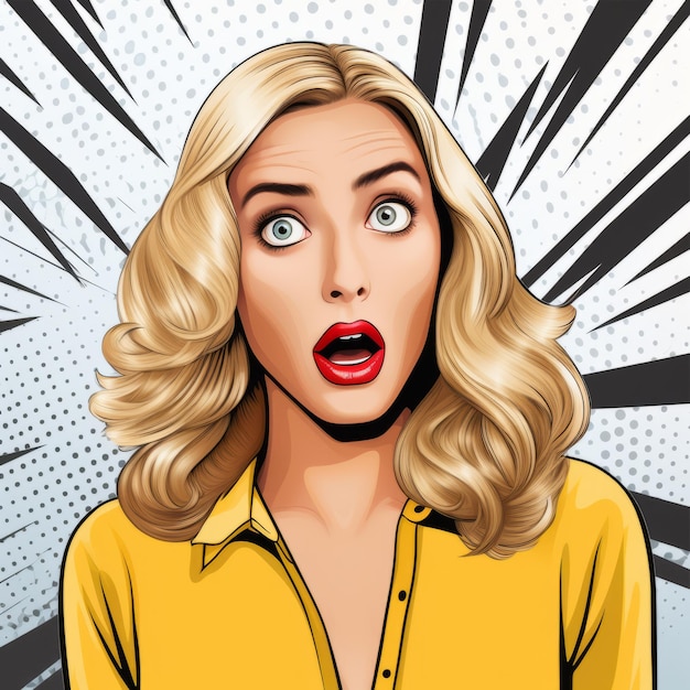 Premium Photo Surprised And Excited Woman Comic Pop Art Illustration