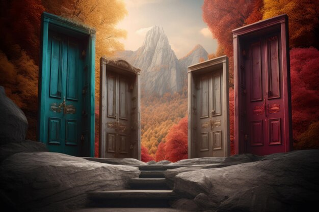 Premium AI Image | Surreal doors choices Future way Generate Ai Premium AI Image | Surreal doors choices Future way Generate Ai