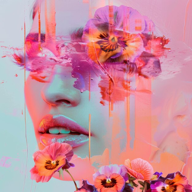 Surreal Portrait of Woman with Floral and Architectural Overlays in ... Surreal Portrait of Woman with Floral and Architectural Overlays in ...