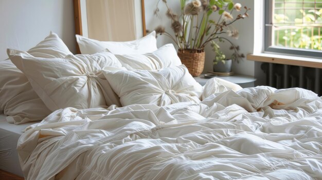 Premium Photo | Sustainable Bedding for Modern Eco Decor Premium Photo | Sustainable Bedding for Modern Eco Decor