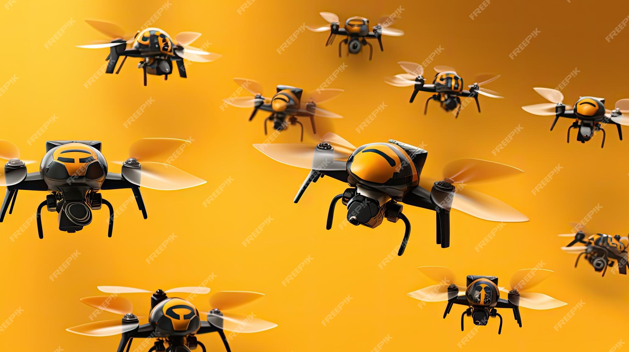 Premium AI Image | Swarm drones coordinated flight of multiple drones ... Premium AI Image | Swarm drones coordinated flight of multiple drones ...