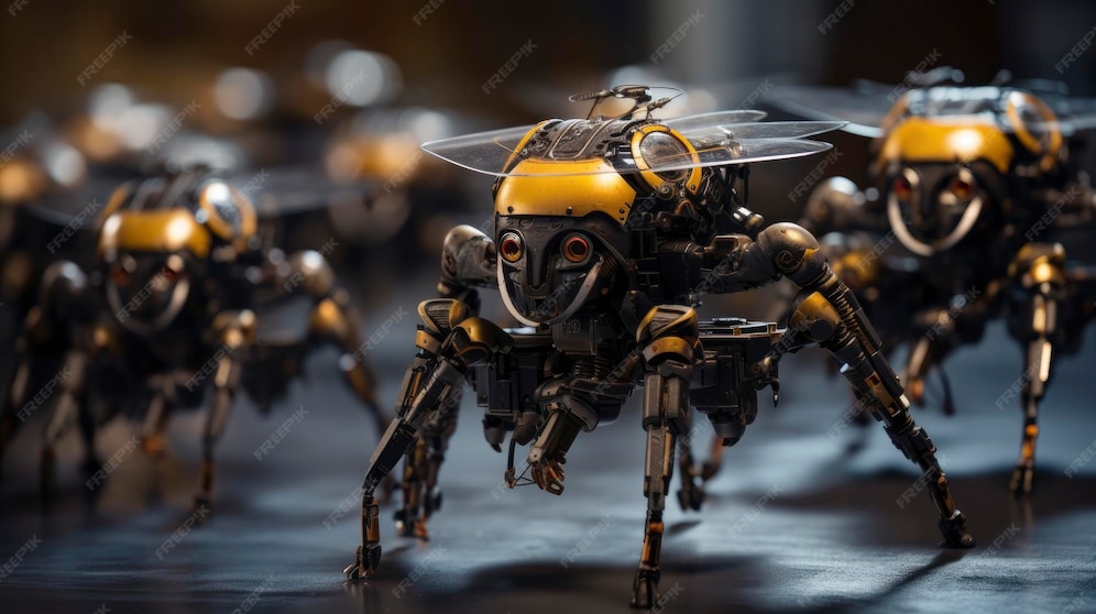 Premium AI Image | Swarm robotics advanced technology innovative multi robot systems coordinated ...