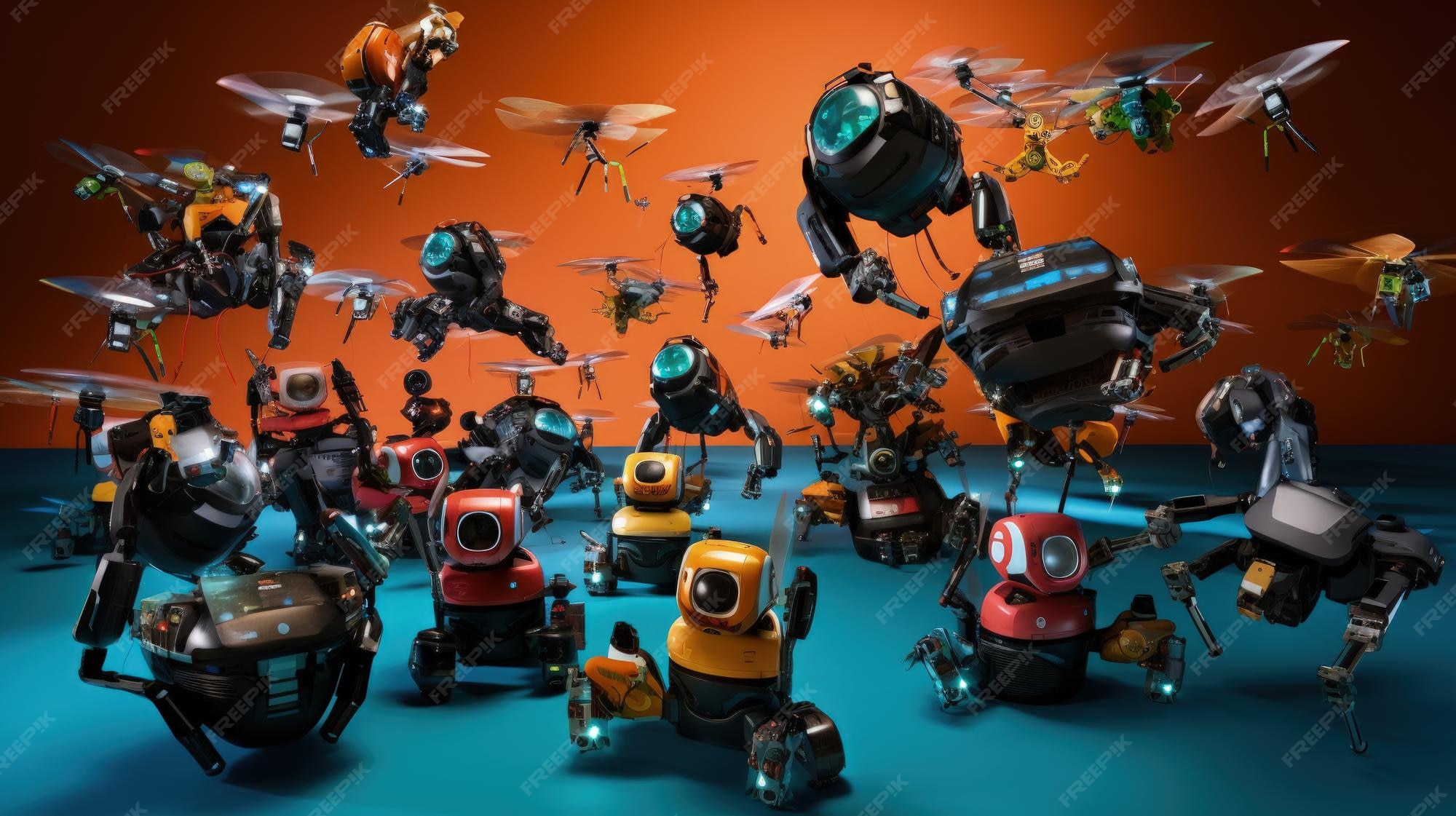 Premium Ai Image Swarm Robotics Coordinated Multi Robot Systems Distributed Intelligence Solid