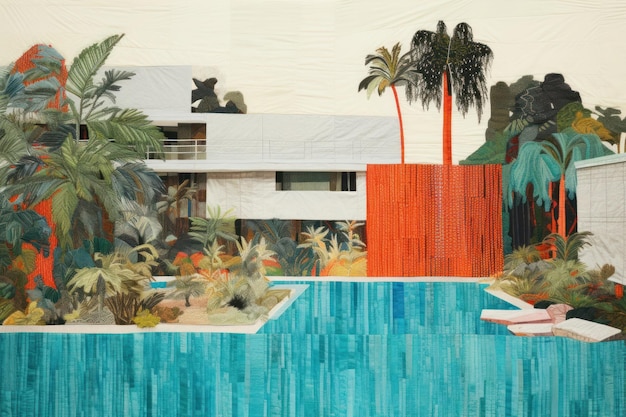 Swimming pool architecture outdoors painting | Premium AI-generated image Swimming pool architecture outdoors painting | Premium AI-generated image