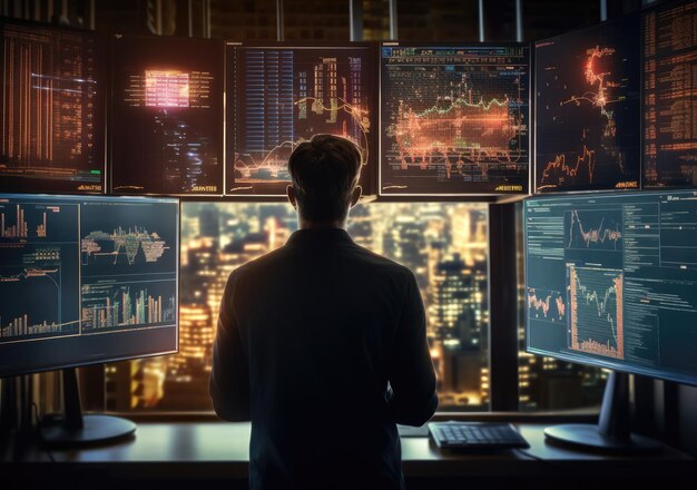 Premium AI Image | In the System Control Room Technical Operator Works at His Workstation with ...