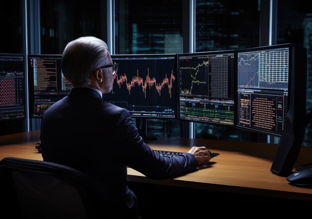 Premium AI Image | In the System Control Room Technical Operator Works at His Workstation with ...