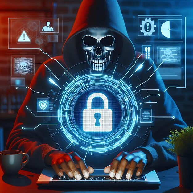 System hacked warning alert Person use laptop with virtual warning sign ... System hacked warning alert Person use laptop with virtual warning sign ...