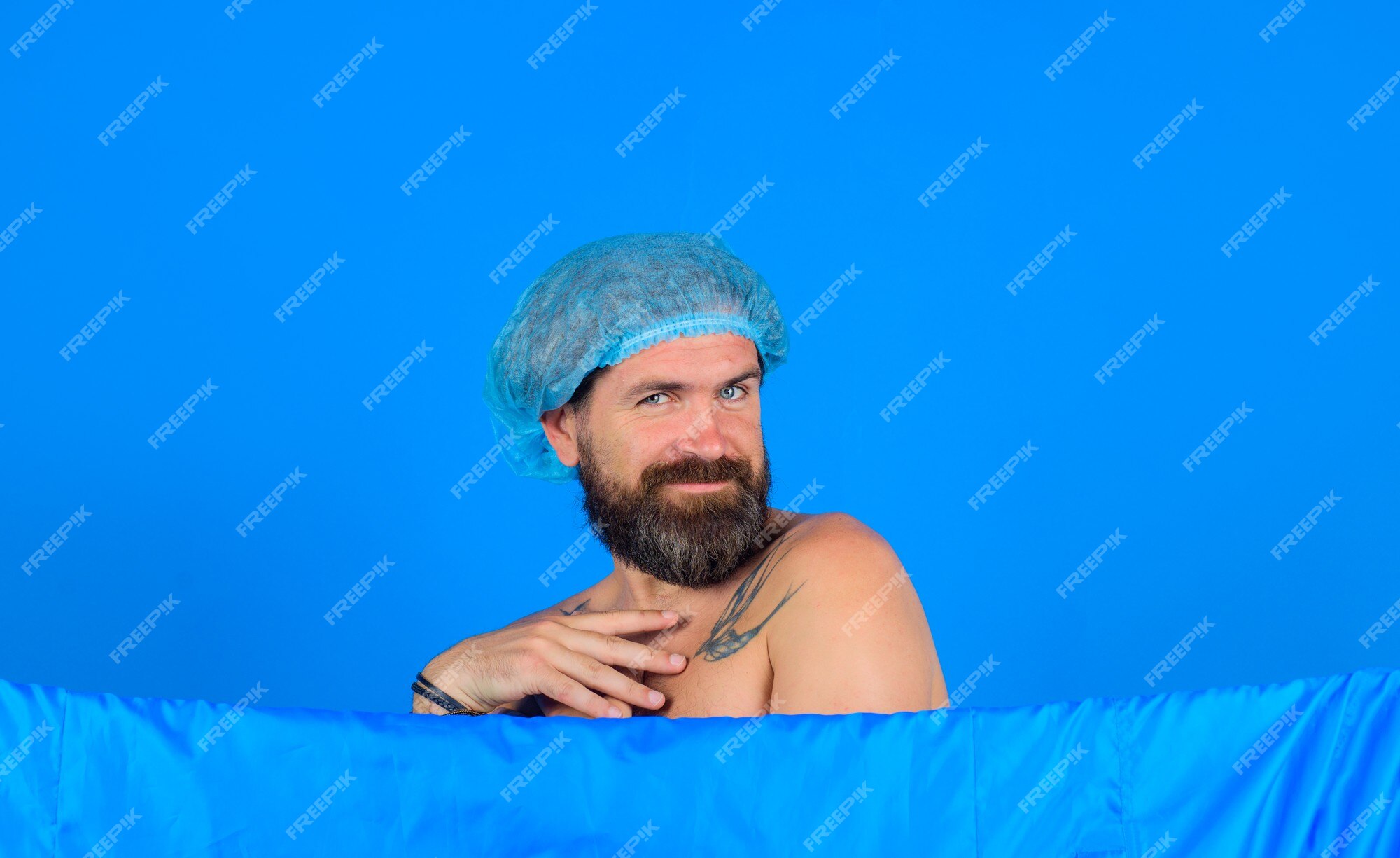 Premium Photo Take Shower Sexy Bearded Man In Shower Body Washing