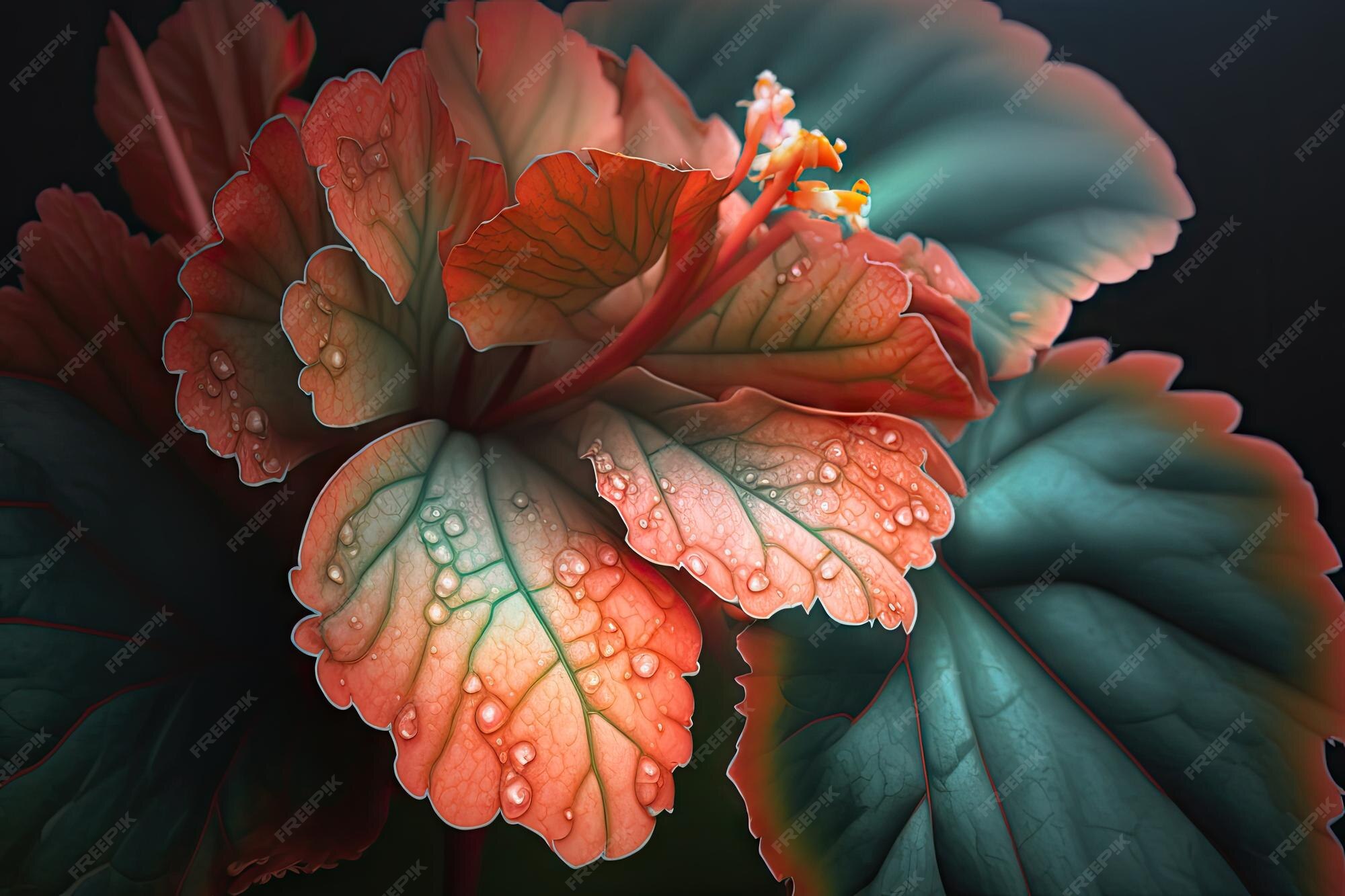 Premium AI Image | Taking a closer look at a begonia flower Premium AI Image | Taking a closer look at a begonia flower