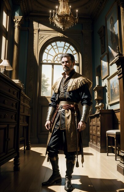 Premium Ai Image Tales Of Knights A Handsome Noble Medieval Knight In Armor Stands In A Castle