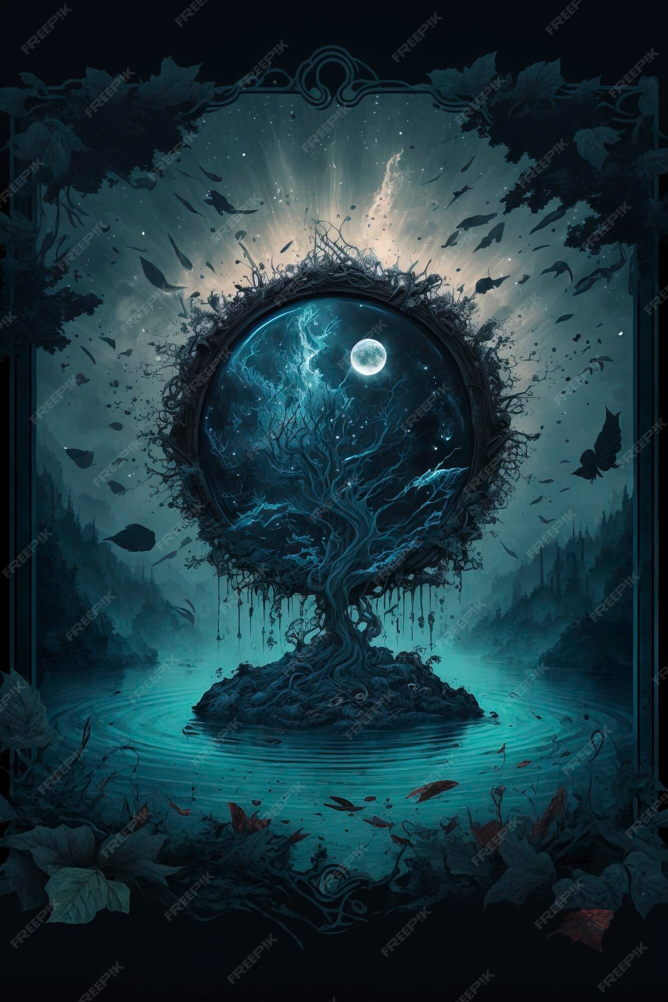 Premium AI Image | tarot card representing the essence of dark lakes Premium AI Image | tarot card representing the essence of dark lakes