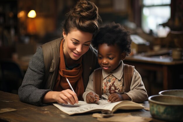 Premium Photo | Teacher helping a student oneonone Generative AI Premium Photo | Teacher helping a student oneonone Generative AI