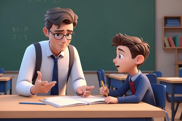 Premium AI Image | Teacher talking with studentThe teacher asked the ... Premium AI Image | Teacher talking with studentThe teacher asked the ...