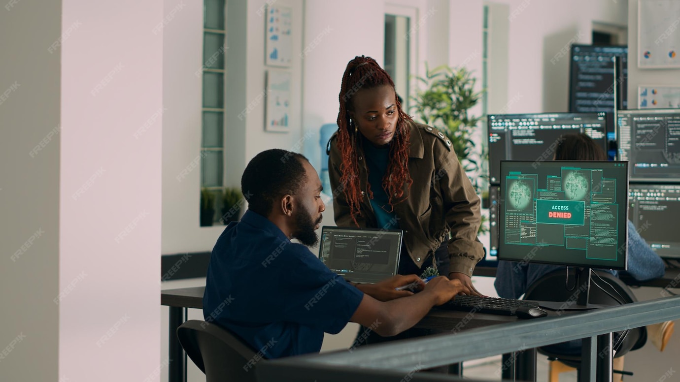 Premium Photo | Team of coders writing data and encountering system crash, dealing with security ...