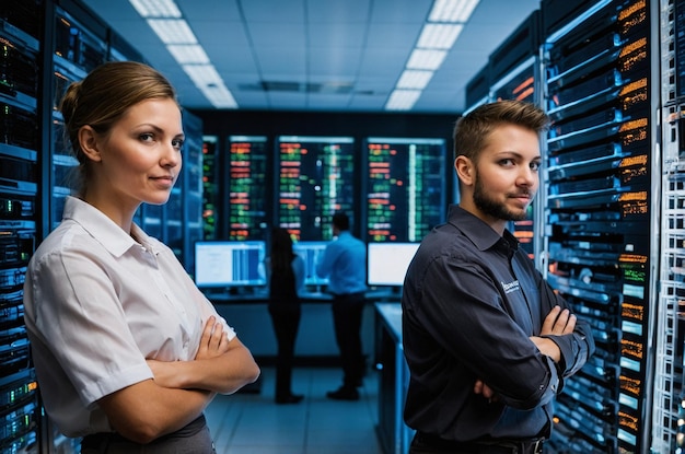Team database server people monitoring and maintenance | Premium AI ... Team database server people monitoring and maintenance | Premium AI ...