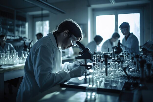 Premium AI Image | Team of scientists working in a laboratory carefully ... Premium AI Image | Team of scientists working in a laboratory carefully ...