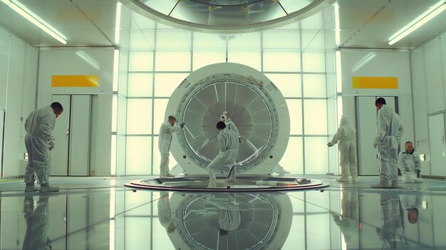 Team of scientists working on a large particle accelerator They are ... Team of scientists working on a large particle accelerator They are ...