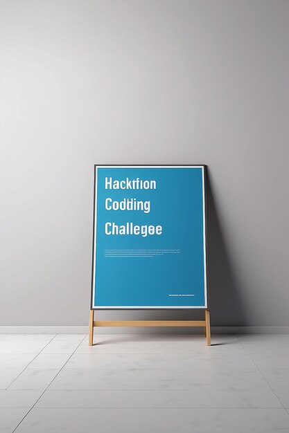 Premium Photo Tech Hackathon Coding Challenge Rules Signage Mockup With Blank White Empty